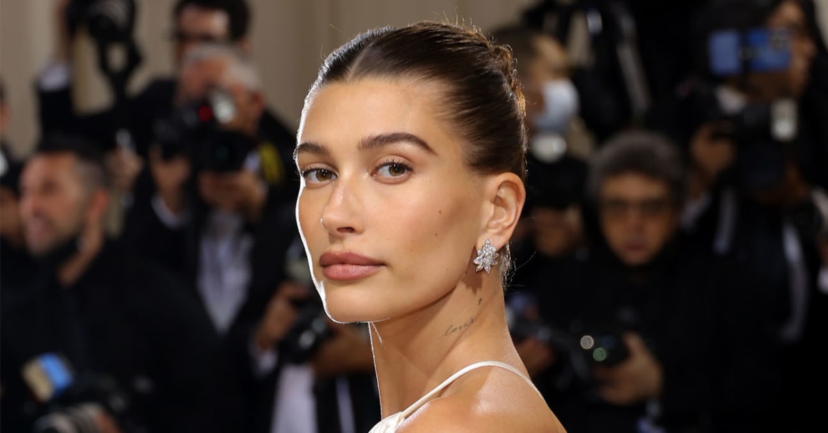 Hailey Bieber Rocks a Sheer Slip Dress With Nothing But a Brown Thong ...